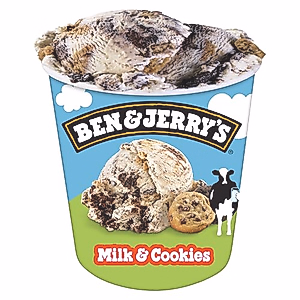 Ben & Jerry's Milk & Cookies Vanilla Ice Cream Pint Non-GMO 16 oz