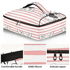 Kcldeci Insulated Thermal Food Carrier Insulated Casserole Carrier for Hot or Cold Food,Cute French Bulldog Love Sunglasses Insulated Tote Bag for Potluck Cookouts Parties Picnic,Lasagna Lugger