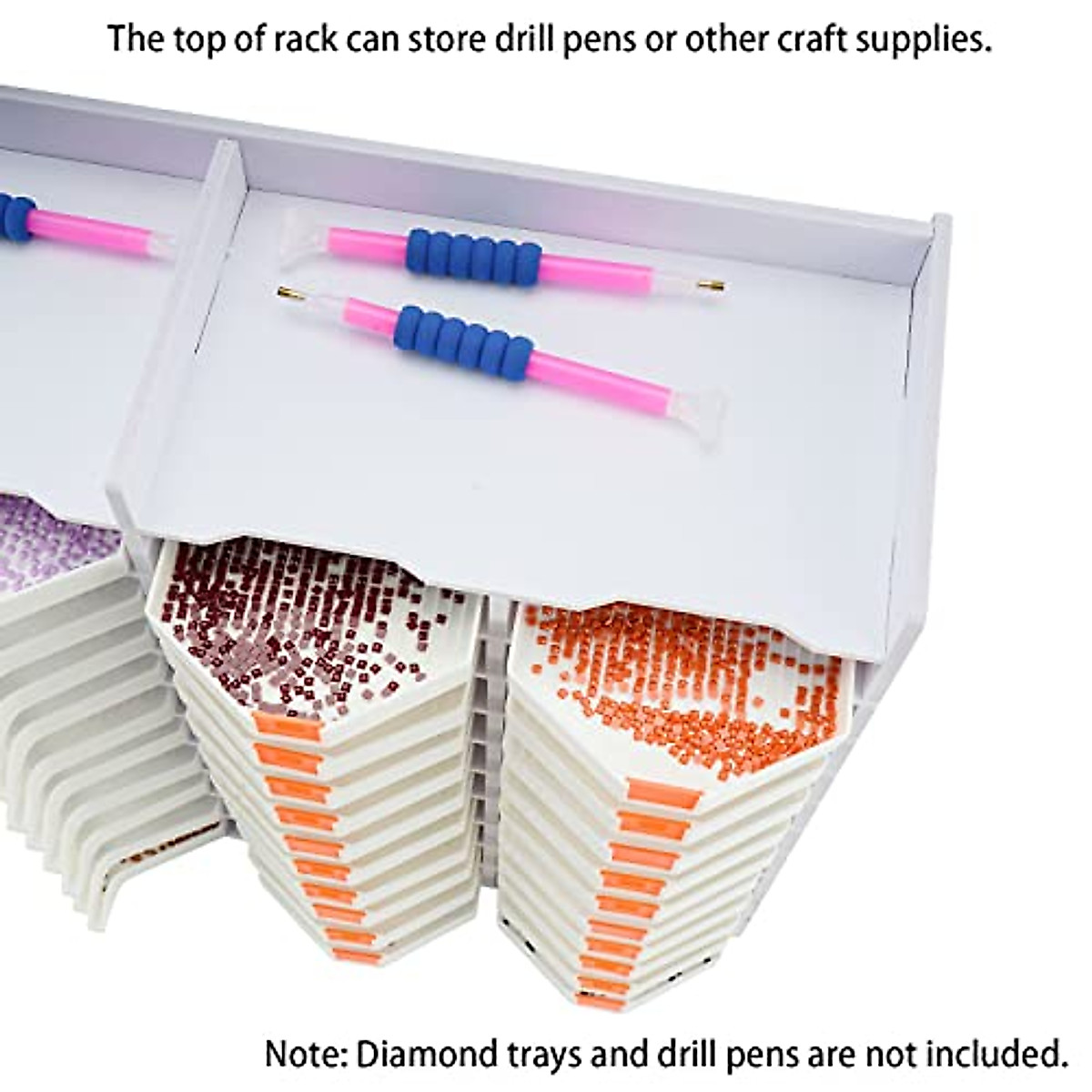 40 Grids Diamond Painting Tray Organizer Holder Drill Pen & Multi-Boat Tray Storage Rack Art Diamond Painting Accessories Kits, for Big Size Trays