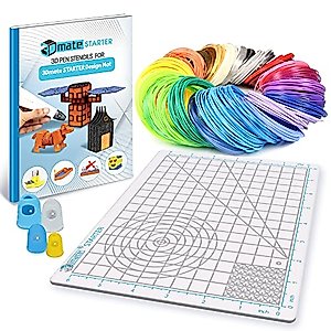 3D Pen Filament with Silicon Design Mat and Compatible Stencils Book with 12 Templates - 1.75mm PLA Plastic Refills - 360 Feet of Assorted Filament for 3D Drawing and Doodling