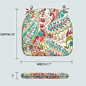 LVTXIII Outdoor Seat Cushions for Patio Furniture D16 x W17 x H2, Chair Pads for Home Office and Garden Decoration, Pretty Paisley, Set of 6