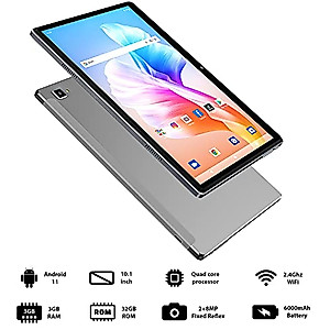 SIMPLORI Android 11 Tablet 10 Inch | Quad Core | 4GB RAM 64GB ROM (128GB Expandable) | 2+8MP Camera | 6000 mAh Battery | with Case