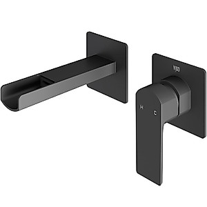 VIGO Atticus 5.125 inch H Single Handle Bathroom Faucet in Matte Black - Wall Mount Faucet - Rough-in Valve Included VG05005MB