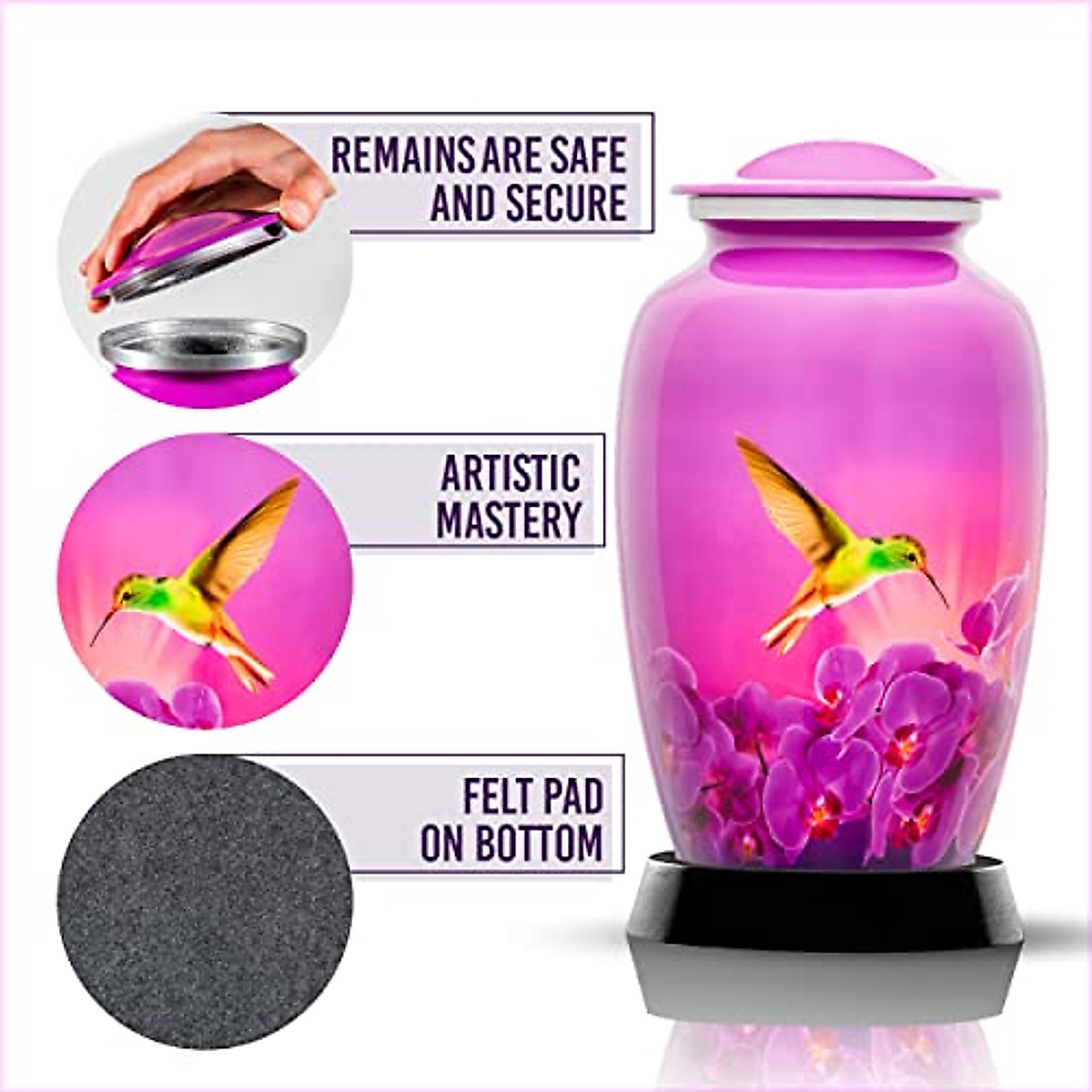 Blessbuy Cremation urn for Ashes for Women, Handcrafted Hummingbird urn for Human Ashes Adult Female, Large Burial urns for Ashes up to 200 LBS.…