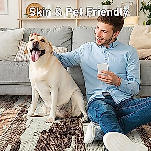 OMERAI Washable Rug 8'x10' Abstract Machine Washable Rugs Ultra-Thin Area Rugs for Living Room Non Slip Stain Resistant Modern Large Carpet for Bedroom Dining Room Office Brown Rug Washable (Brown)