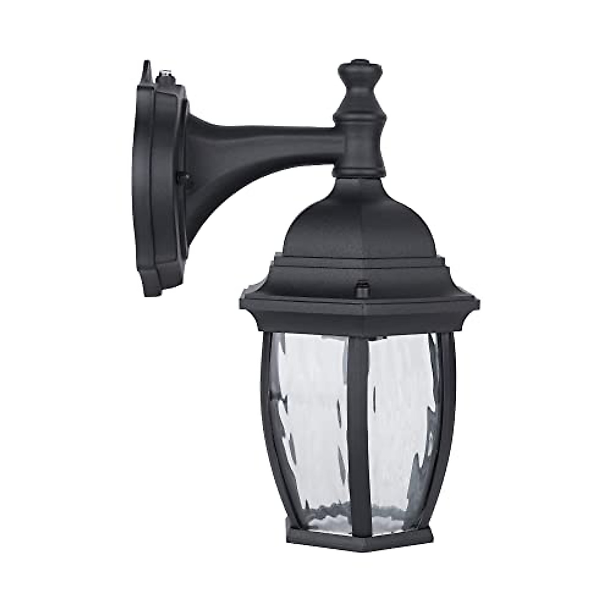 YoonLIT SMARTLIFE Dusk to Dawn Outdoor Wall Lantern, Wall Sconce as Porch Light Fixtures, Aluminum Housing Plus Clear Water Glass, Bulb NOT Included, Black, 1-Pack