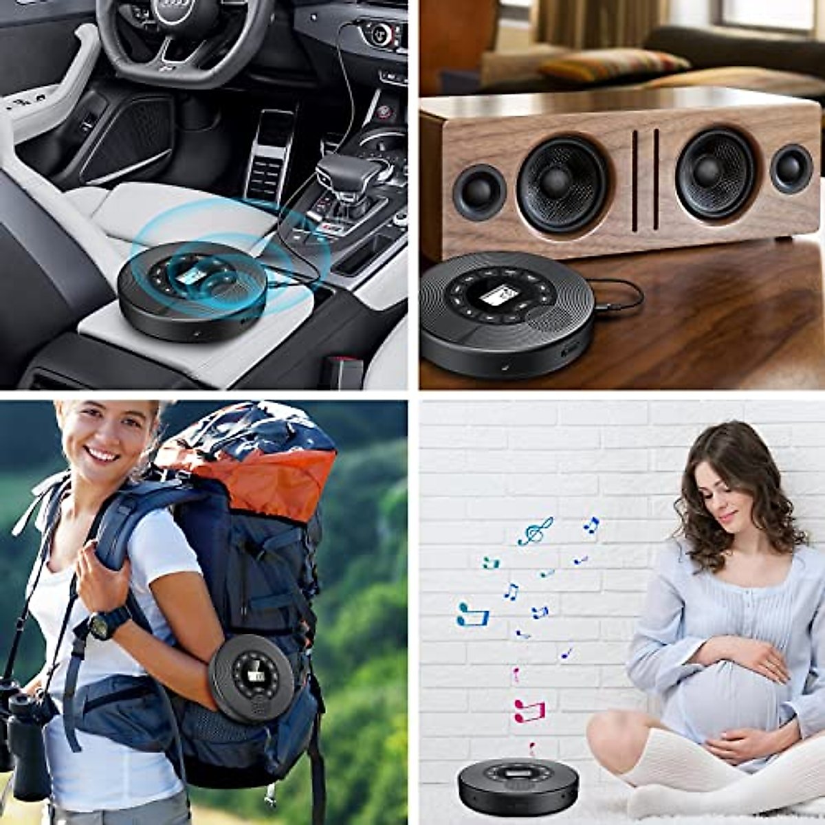 KOVCDVI Portable CD Player for Car Bluetooth CD Player with Speakers 1500mAh Rechargeable Battery Personal CD Players with Display Headphones Memory Function PROG Repeat Mode Supports USB MP3 AUX Play