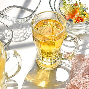 QAPPDA Beer Mugs Set,Glass Mugs With Handle 18oz,Large Beer Glasses For Freezer,Beer Cups Drinking Glasses 520ml,Pub Drinking Mugs Stein Water Cups For Bar,Alcohol,Beverages Set of 8…