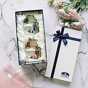 BTAT- Flower Tea Cup, Pack of 2, 11 Oz, Glass Tea Cup, Tea Glass, Flower Mug, Butterfly Tea Cup, Tea Cup Gift Sets for Women, Pretty Tea Cup, Unique Tea Cups, Mother's Day Gift