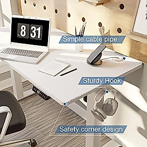 Vongrasig Height Adjustable Electric Standing Desk, 48 x 24 Inches Home Office Stand Up Table Computer Workstation with Splice Table Board & Memory Controller (White Frame + White Desktop)