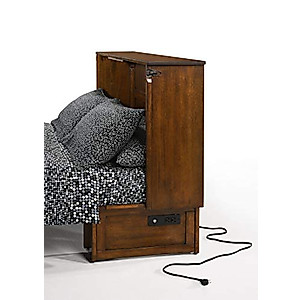 IQ FURNITURE Alpine Queen Murphy Cabinet Bed, Heritage Brown
