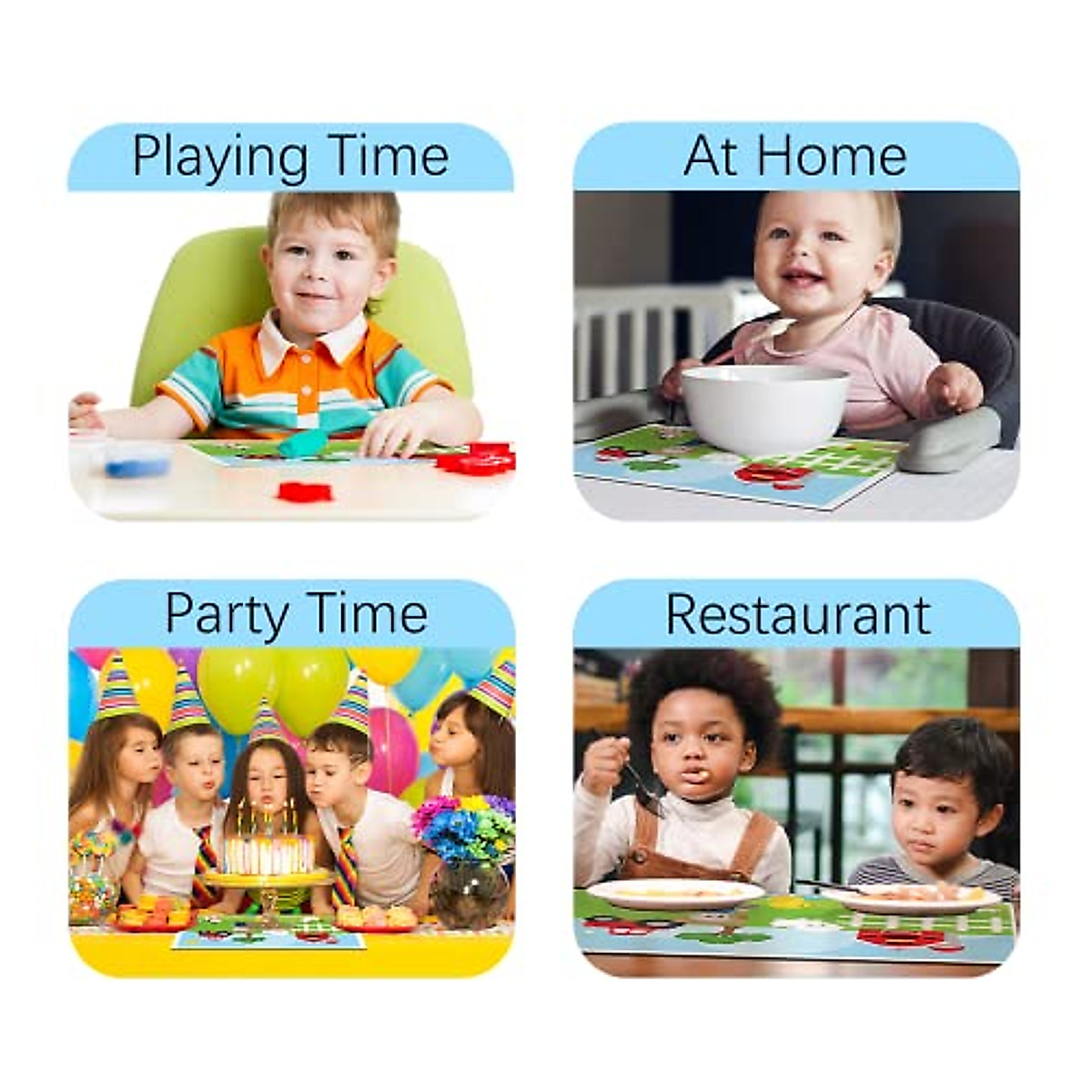 Disposable Stick-on placemats(Individually Wrapped) for Baby&Toddler&Kids, Sticky Table Cover placemats for Restaurant/Travel, Waterproof Cover 12''x18''（Farm Pattern）