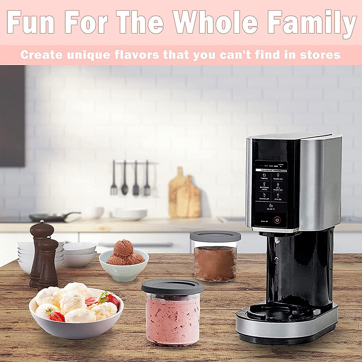 Creami Containers, for Ninja Creami Pints 4 Pack, Pint Containers Reusable,Leaf-Proof Compatible NC301 NC300 NC299AMZ Series Ice Cream Maker