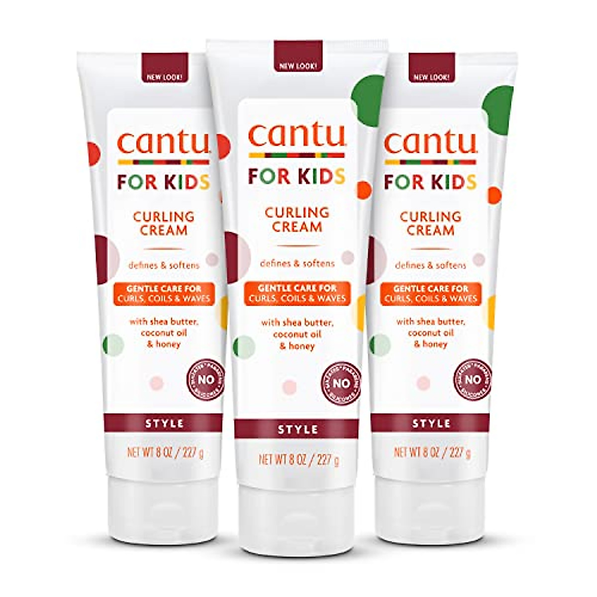Cantu Care for Kids Paraben & Sulfate-free Curling Cream with Shea Butter, 8 oz (Pack of 3)