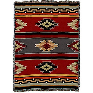 Pure Country Weavers Kaibab Blanket - Southwest Native American Inspired - Gift Tapestry Throw Woven from Cotton - Made in The USA (72x54)