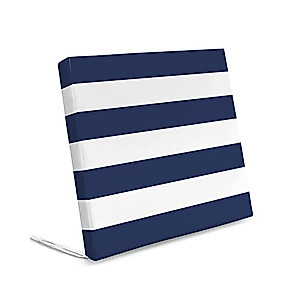 LUSWEET Waterproof Patio Chair Seat Covers Navy Stripes Simple Blue and White 2 Pack Outdoor Cushion Covers,Removable Cushion Slipcovers for Dining Room,Garden,Beach 20x18x4 Inch