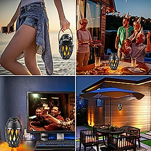 INSSISAIN Outdoor Bluetooth Speakers 2 Pack, Wireless Waterproof Speakers, Gifts for Women Men Mom Dad, Torch Ambient Light, LED Flame Speaker, Dual Pairing, Camping Patio Accessories