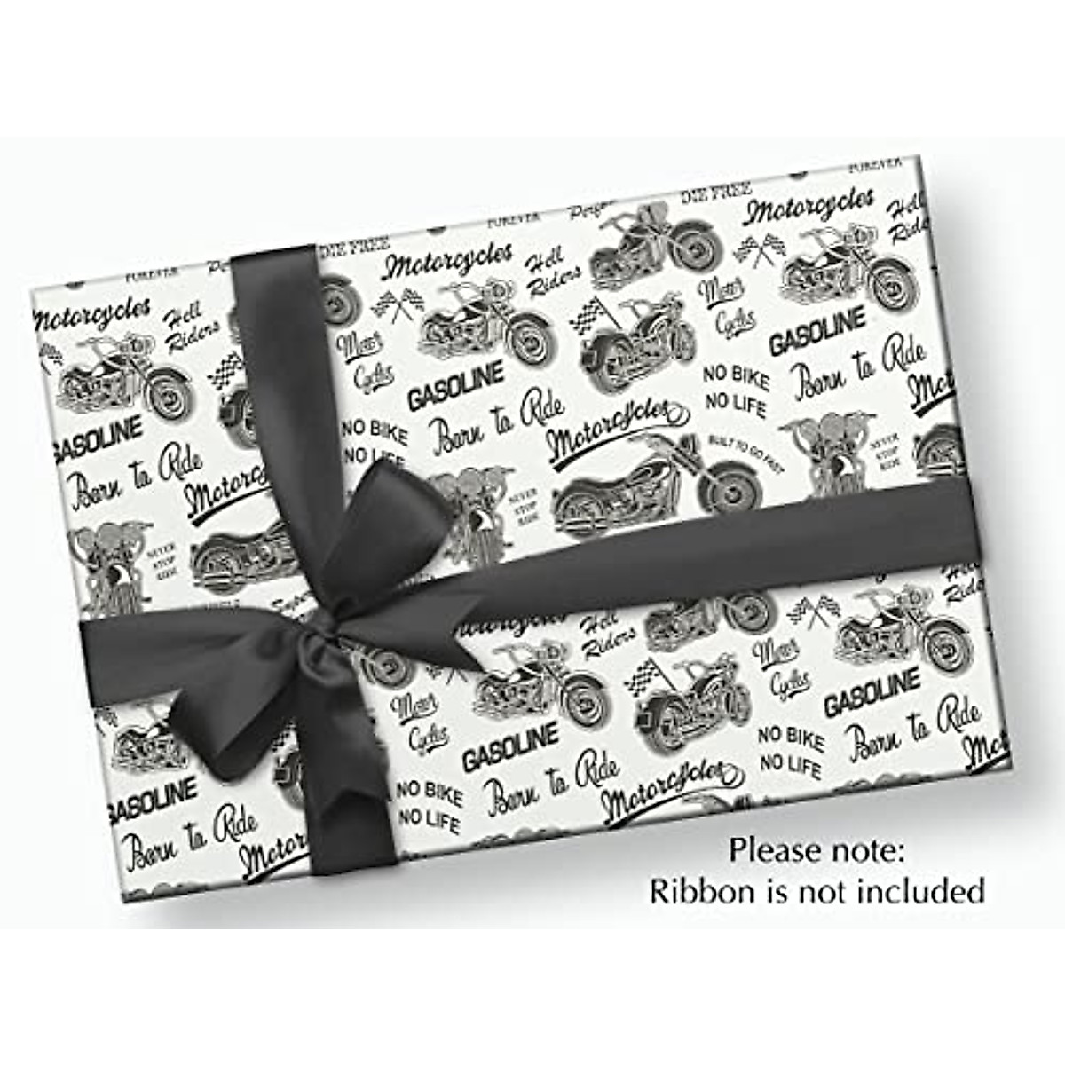 Stesha Party Motorcycle Gift Wrap Mens Wrapping Paper - Folded Flat 30 x 20 Inch (3 Sheets)