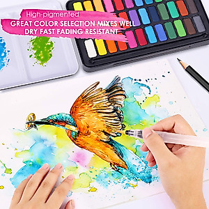 MISULOVE Watercolor Paint Set, 36 Colors in Gift Box with Bonus Watercolor Paper and Brush, Painting Kit for Kids 6-12, Adults, Artists