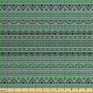 Ambesonne Tribal Faux Suede Fabric by The Yard, Ethnic Native American Bohemian Style Geometric Funky Forms Pattern, for Indoor Outdoor DIY Projects Upholstery, 1 Yard, Charcoal Grey and Pale Teal