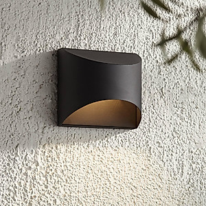 Possini Euro Design Ratner Modern Outdoor Wall Light Fixture Black LED Downlight Dark Sky 5 1/2" for Exterior Barn Deck House Porch Yard Patio Outside Garage Front Door Garden Home Roof Lawn