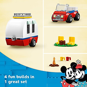 LEGO Disney Mickey Mouse and Minnie Mouse's Camping Trip 10777 Building Toy with Camper Van, Car & Pluto Figure, for Kids 4 Plus Years Old