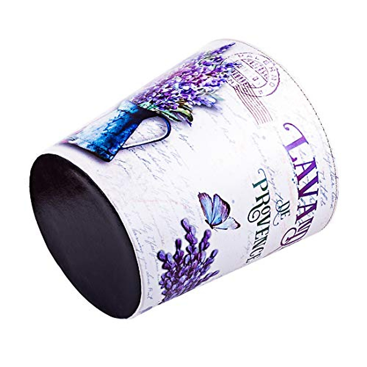 Scakbyer 10L/2.64 Gallon Trash Can, Decorative Waste Basket, PU Leather Waste Paper Basket, Waterproof Garbage Can for Bathroom, Bedroom, Office, Kitchen and Living Room - Lavender