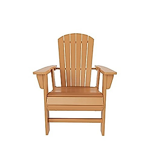 WO Outdoor Adirondack Dining Chair Lounger Seat Retro Beach Aesthetic Seat Furniture for Outside Restaurant Dining, Home, Balcony, Terrace, Lawn, Pool, Deck, Garden (Teak)