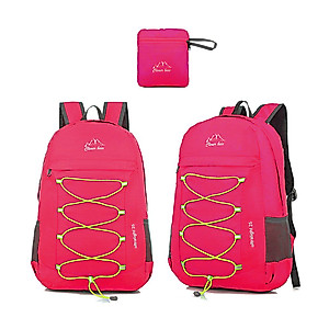 CLEVER BEES Outdoor Water Resistant Hiking Backpack, Fuchsia