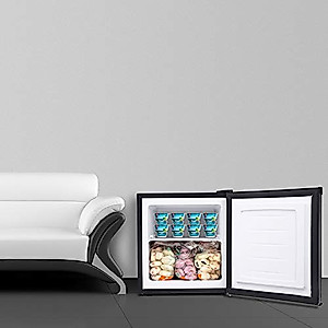 Mini Freezer Upright 1.1CU.FT Small Freezer Upright -8°F ~7°F Temperature Mini Deep Freezer Stainless Steel Upright Freezer Reversible Single Door Vertical Freezer for Home RVs Dorms Apartment Office