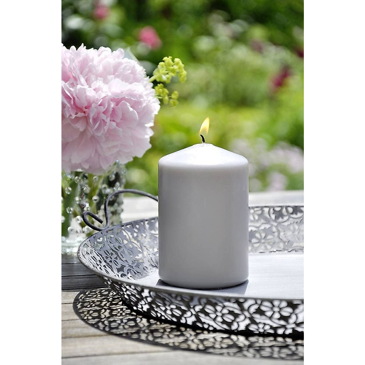 Müller Unscented Pillar Candles - Set of 6 White Candles in Bulk - 2.24 x 4.72 Inch - 32 Hours Long Burning Decorative Candles - Dripless Wax - Smokeless Wick - RAL Quality - Made in Germany