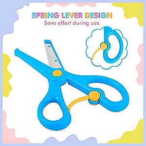 UCEC Toddler Scissors Kids Paper Cut 100 Sheets, 2PCS Plastic Safety Scissors + 2PCS Stainless Steel Preschool Training Scissors, DIY Art Craft Origami Paper Child Scissors for Kids Preschool Child
