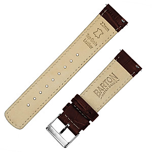 BARTON WATCH BANDS, 14mm Coffee Brown - Alligator Grain - Quick Release Leather Watch Bands