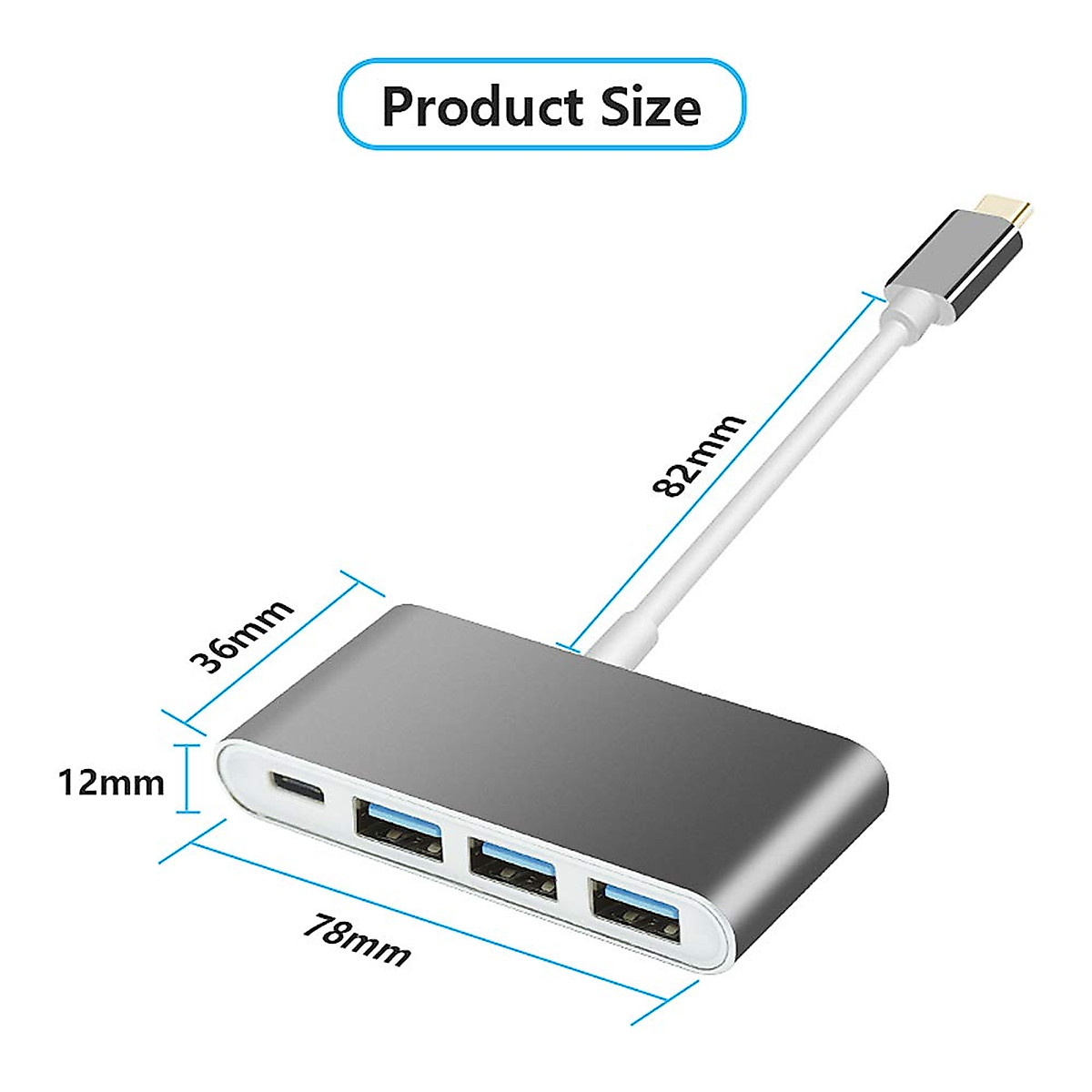 USB C hub HDMI Adapter, 4 in 1 Type C hub, 100W Power Supply, USB3.0 * 3+Type-C Interface, Suitable for MacBook Air, MacBook Pro, XPS, etc.