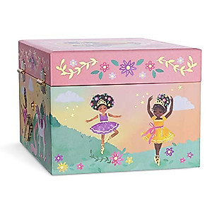 Jewelkeeper Girl's Musical Jewelry Storage Box with Black Ballerina, Little Queen Design with Gold Foil, Swan Lake Tune