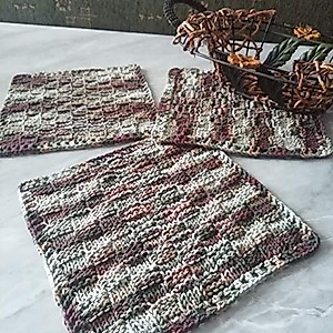 Knitted Dish Cloths Handmade 3-Piece Hand Knit Dishwashers Reusable Dish Rack Washcloth Close Knit Dishcloth Farmhouse Kitchen