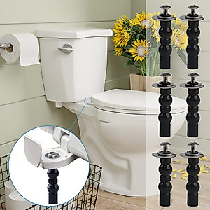 Hibbent 6 Pack Universal Toilet Seat Hinges Screw, Toilet Seat Hinges Blind Hole Fixings Expanding Rubber Top Fix Nuts Screws for Top Mounting Toilet Seat Hinges-3 Pairs (with Two Expandable Ball)