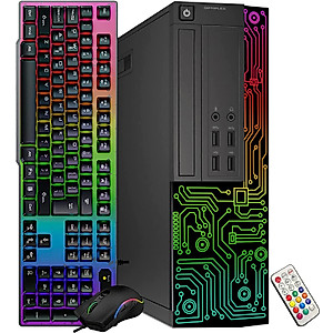 Dell Gaming OptiPlex Desktop RGB Computer PC, Intel Core i5, AMD RX 550 4GB GDDR5, 16GB RAM, 512GB SSD, 24 Inch HDMI Monitor, RGB Keyboard Mouse and Headset, WiFi, Windows 10 Pro (Renewed)