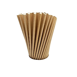 GDMINLO 100 Kraft Biodegradable Paper Straws co-Friendly Biodegradable Drinking Straws Bulk for Party Supplies, Bridal/Baby Shower, Birthday, Mixed Drinks, Weddings, Restaurant, Food Service