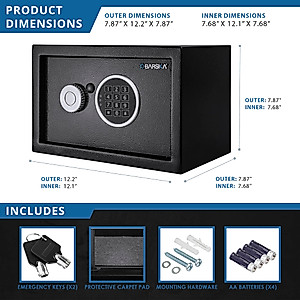 Barska Digital Keypad Home & Office Steel Security Safe Lock Box with Deadbolts - 0.41 Cu Ft Compact