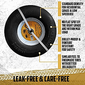 13x6.50-6 Flat-Free Lawn Mower Smooth Tire with Steel Rim for Lawn Mower Garden Tractor - Hub 4"-7.1" - 5/8" Bearing Installed - Extra 1/2" Bearing Included - Residential grade - 2-Pcs-Set