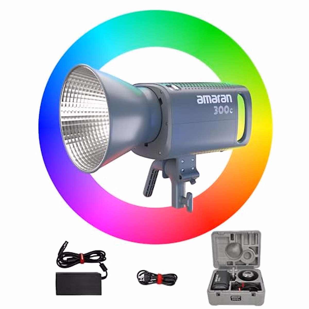 Aputure Amaran 300c Photography Lighting, 300W Full Color RGBWW, Bowens Mount Continuous LED Video Lighting, 26,580 lux @ 1m APP Control, CCT 2,500K-7,500K, Gray