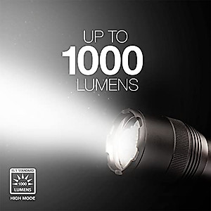 Energizer TAC 1000 LED Tactical Flashlight, Heavy Duty Bright Flashlight for Emergencies and Camping Gear, Water Resistant Flashlight, Batteries Included, Pack of 1, Black