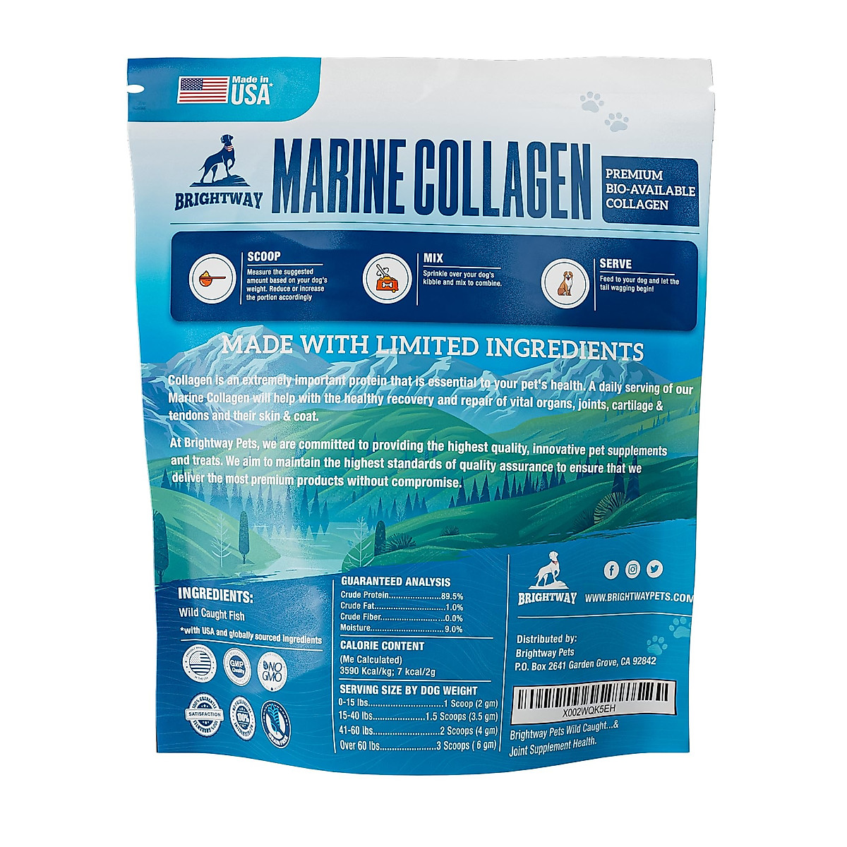 Wild Caught Marine Collagen Peptide for Dogs- Improves Gut, Skin & Coat Health, Allergies, Pet Mobility Hip & Joint Supplement Health