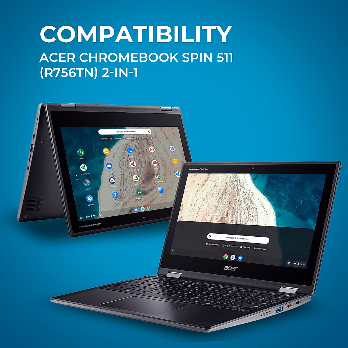 Gumdrop DropTech Laptop Case Fits Acer Chromebook Spin 511 (R756TN) 2-in-1 - Rugged Drop Tested and Shockproof Reliable Device Protection for Kids K-12 Students School Office or Business Use - Black