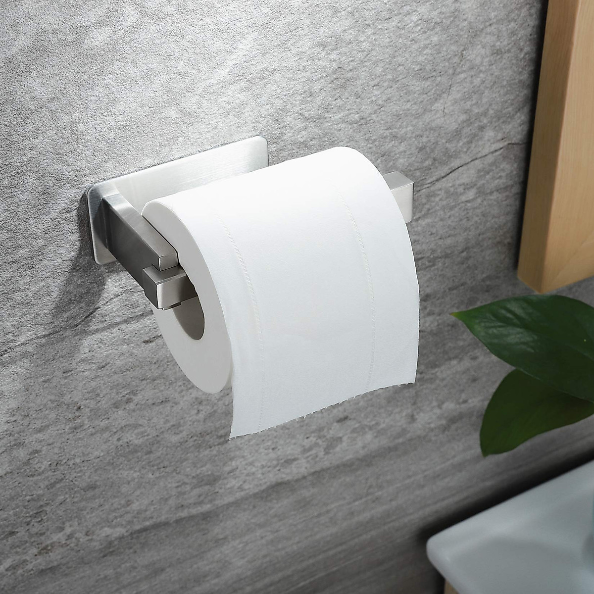 YIGII Toilet Paper Holder - Self Adhesive Toilet Roll Holder Wall Mount Stainless Steel Toilet Paper Roll Holders No Drilling for Bathroom Washroom, Silver