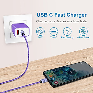 USB C Fast Wall Charger for Google Pixel 8a/8/8 Pro/7a/7/7 Pro/6a/6/6 Pro/5/4XL/3a/2/XL, USB C Samsung Fast Charger Block for Galaxy S24 S23 A15 A53 A13 5G A14, 20W PD Power Adapter, 6ft Type C Cable