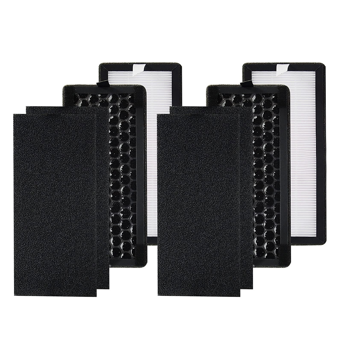 PUREBURG YY11200 Replacement Filter Set Compatible with Lasko HF11200 Desktop Air Purifier, 2 H13 HEPA+2 Activated Carbon Filter + 4 Carbon Pre-filters