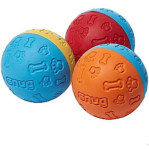 Snug Rubber Dog Balls for Small and Medium Dogs - Tennis Ball Size - Virtually Indestructible (3 Pack - Original)