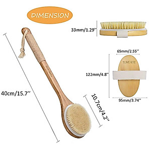TEMEAYE Dry Brushing Body Brush Sets Wooden Handle Combined with Medium Strength Natural Bristles Gentle Exfoliator Remove Cellulite Lymphatic Drainage Makes The Skin of The Entire Body Softer
